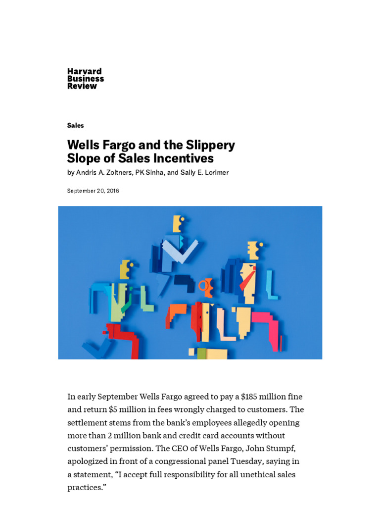 #2 Wells Fargo and The Slippery Slope of Sales Incentives | PDF | Sales ...