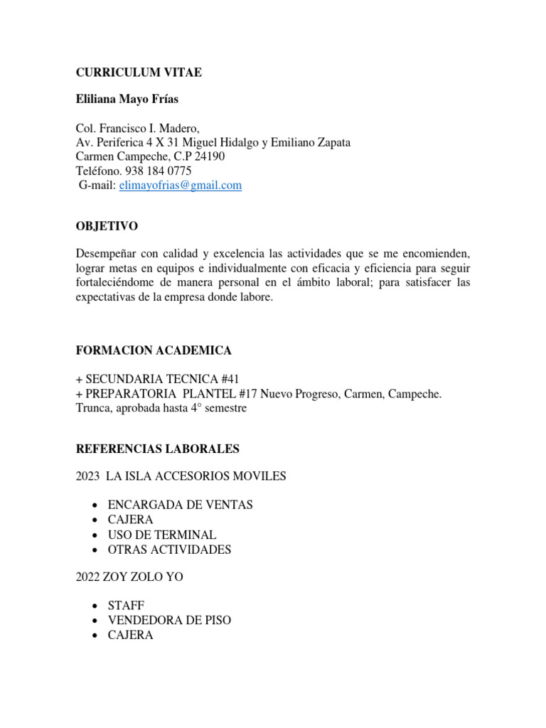 CV Eli | PDF | Negocios | Derecho