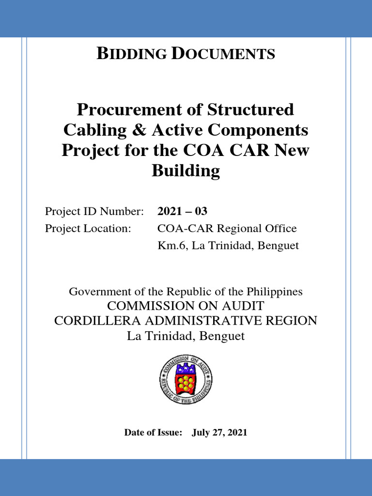 COA CAR Cabling Project Bidding Docs | PDF | Procurement | Business