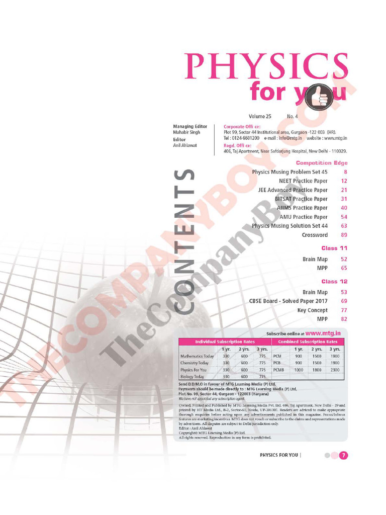 MTG Physics For You April 19 | PDF