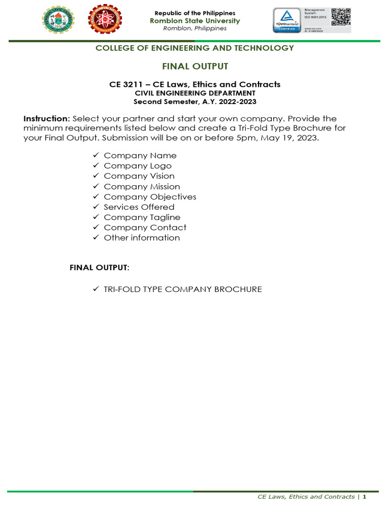 Final Output CE Laws Ethics and Contracts SY 2022 2023 2nd Sem | PDF | Human Communication