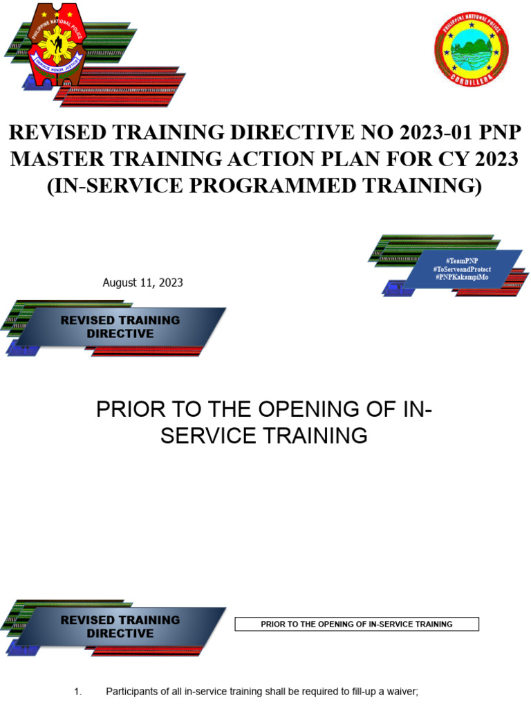 Revised Training Directive No 2023-01 PNP Master Training Action Plan ...
