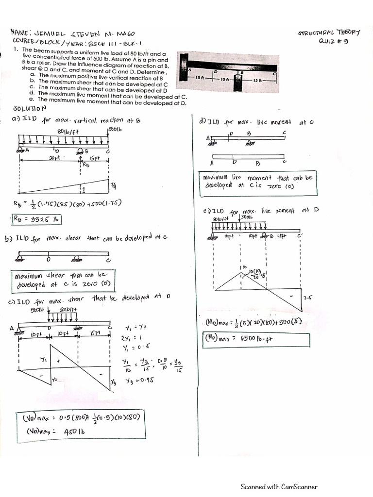 Quiz#9 (Structural Theory) - Jemuel Steven Mago | PDF