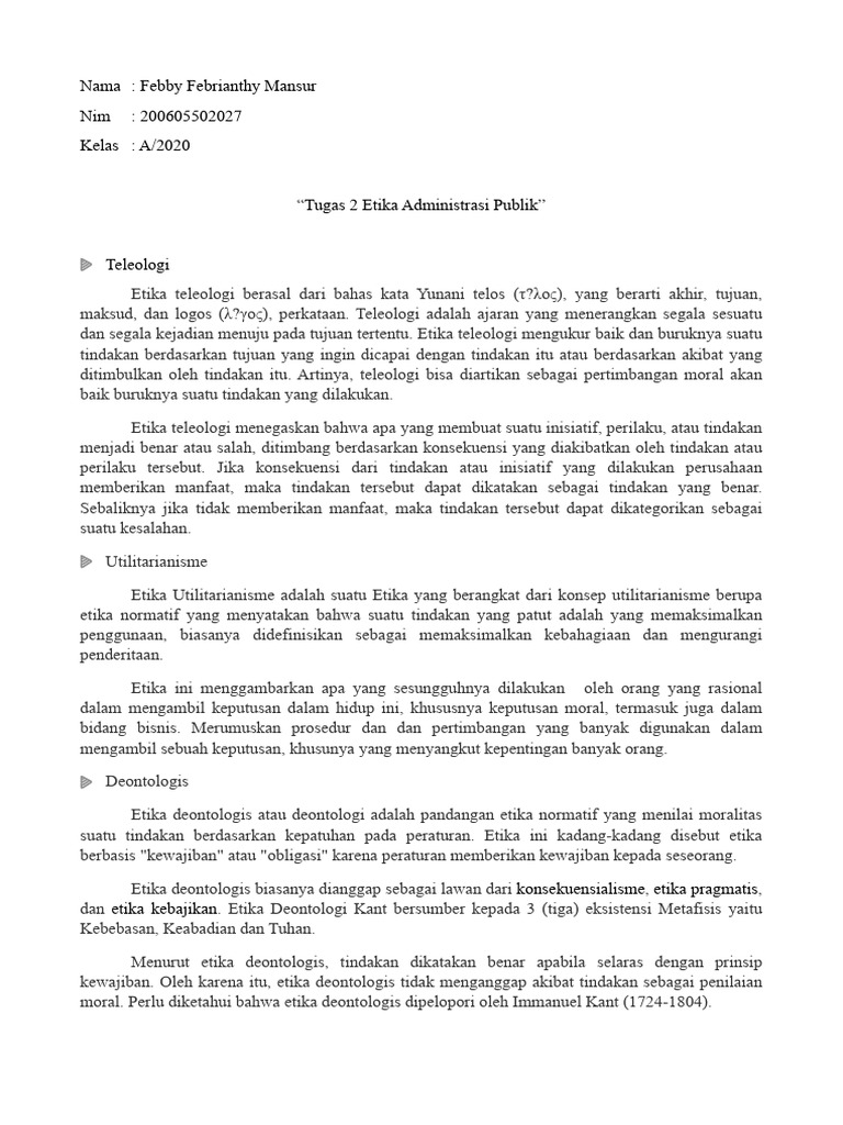 Tugas 2 Etika Administrasi Publik | PDF