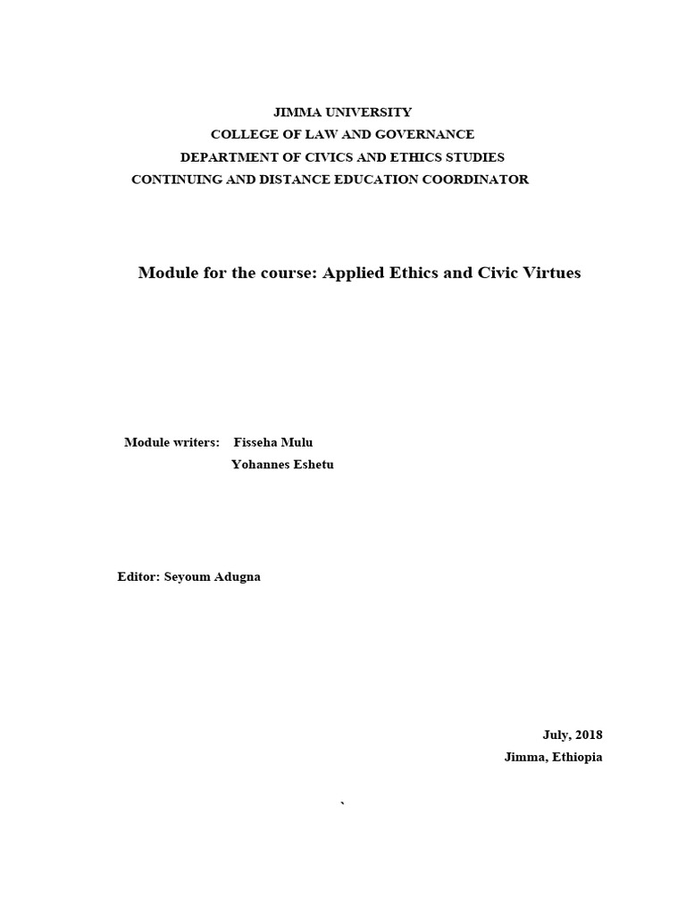 Applied Ethics Module Draft | PDF | Environmental Ethics | Morality