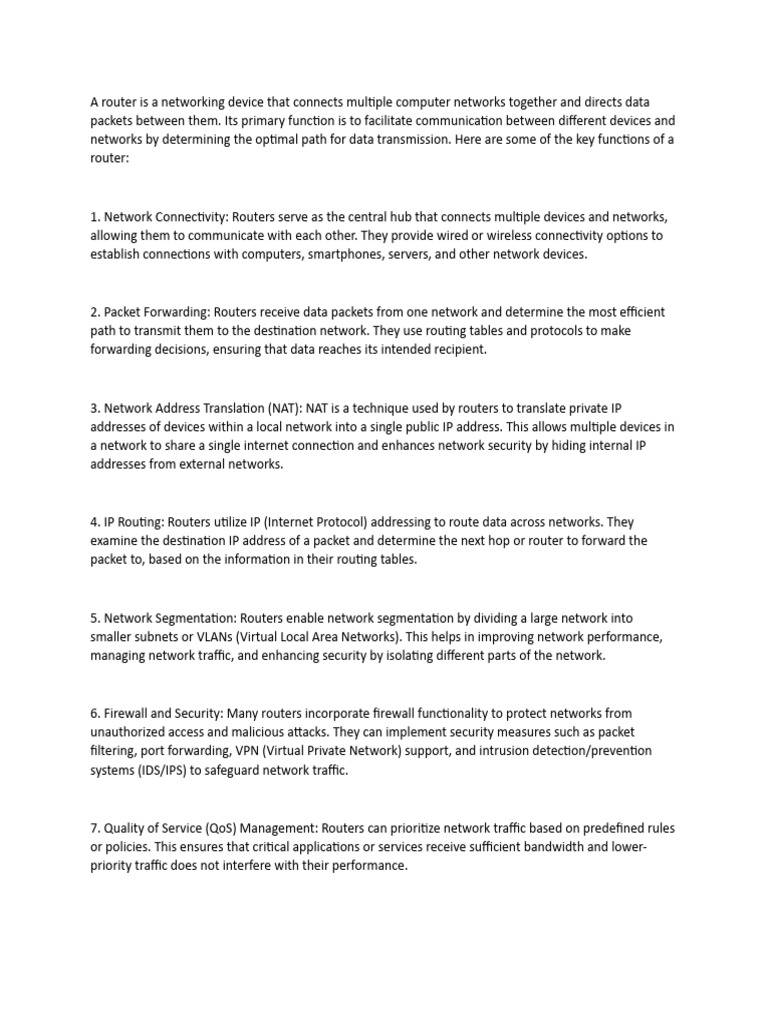 A Router Is A Networking Device That Connects Multiple Computer Networks Together and Directs ...