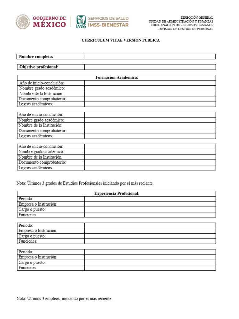 Formato CV Version Publica | PDF