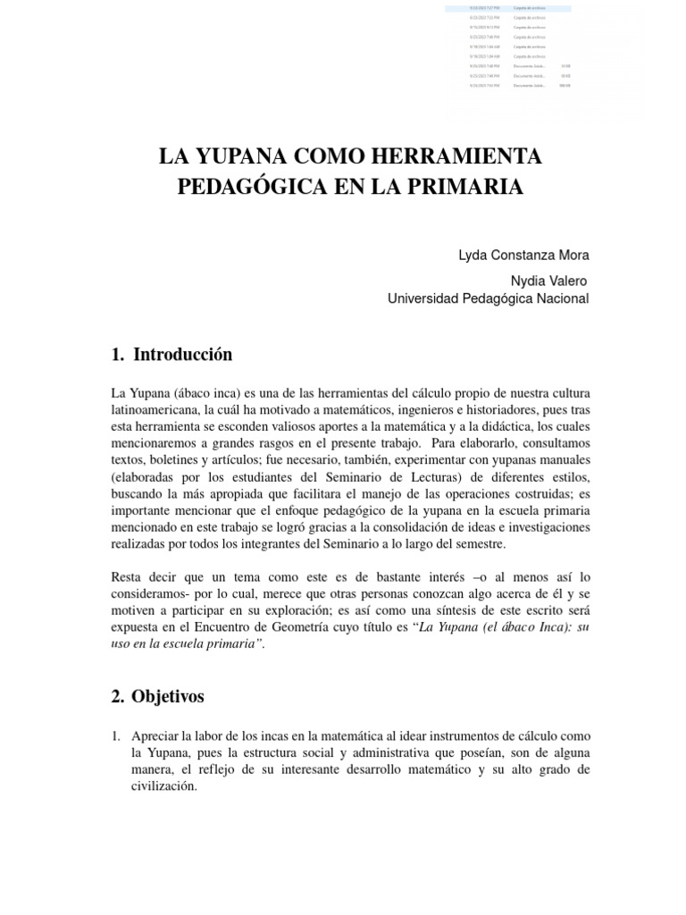 La Yupana Como Herramienta Pedagógica en La Primaria: 1. Introducción | PDF