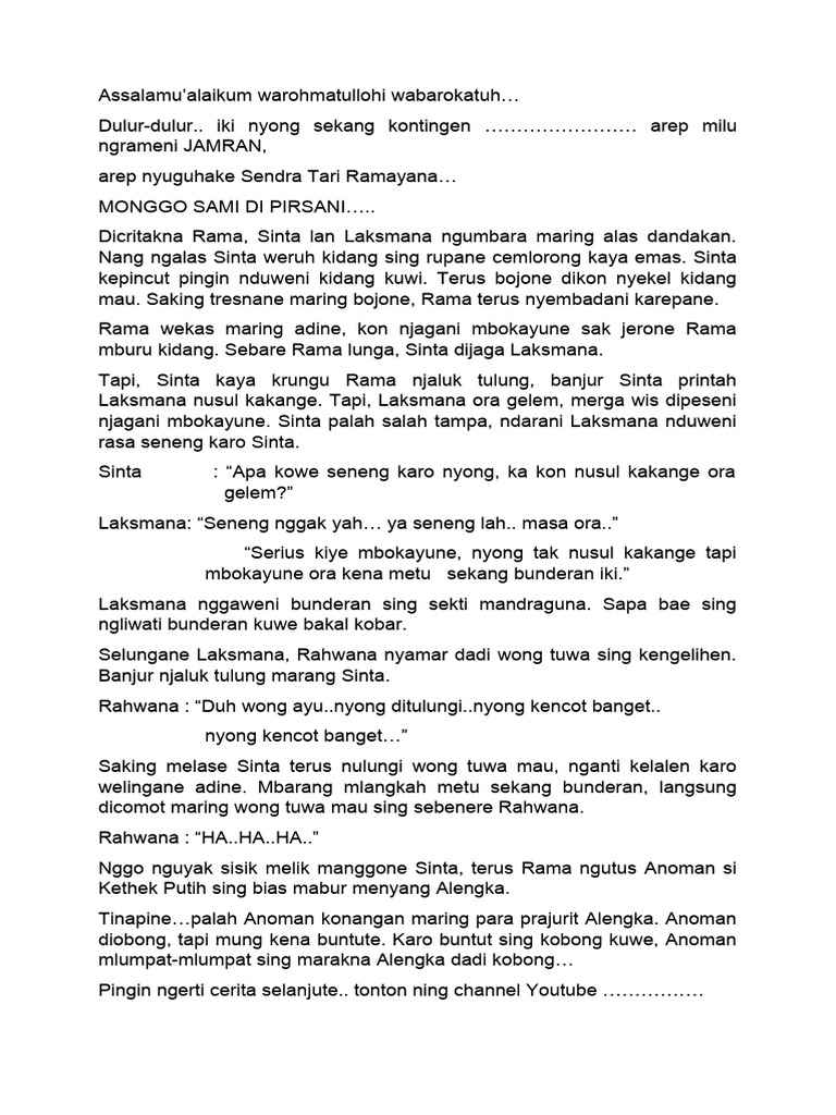 Naskah Sendratari Ramayana Jawa | PDF | Seni | Puisi