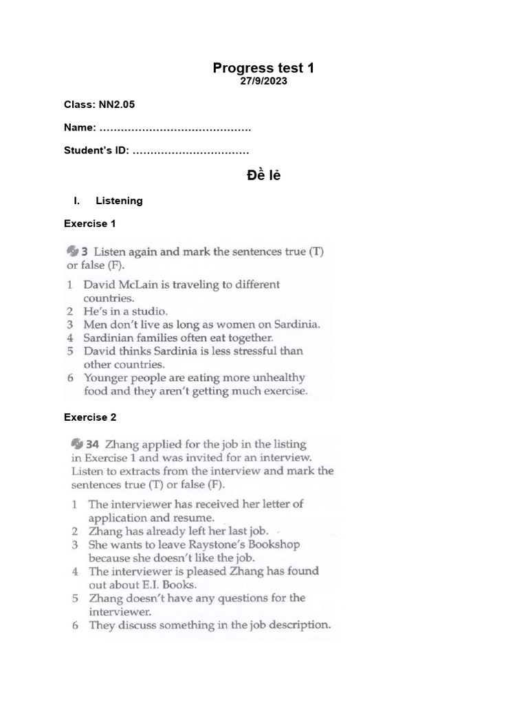 Đề Giữa Kì NN2. Đề Lẻ | PDF