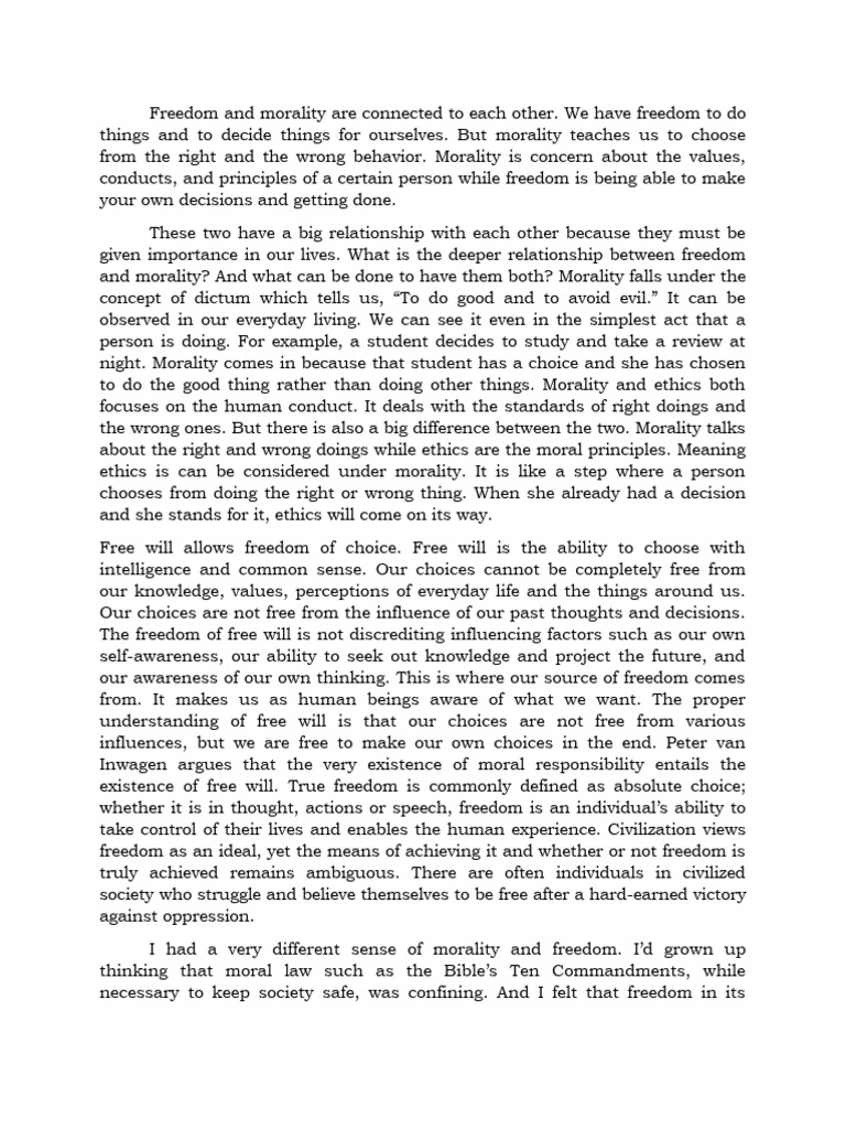 Freedom And Morality Pdf Free Will Morality