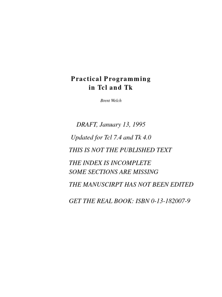 Practical Programming in TCL and TK - Book and Disk | PDF | Parameter (Computer Programming ...