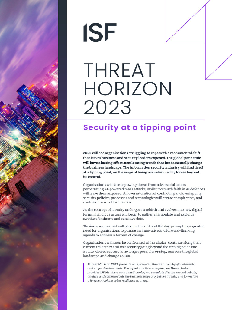 ISF Threat Horizon 2023 Security at A Tipping Point Executive Summary ...