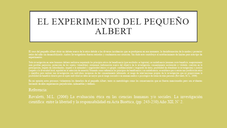 El Experimento Del Pequeño Albert | PDF