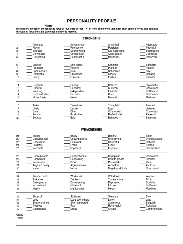 Personality Profile | PDF | Psychological Concepts | Psychology