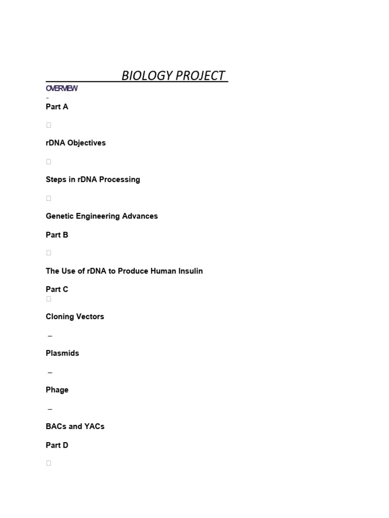 Biology Project | PDF | Plasmid | Molecular Cloning