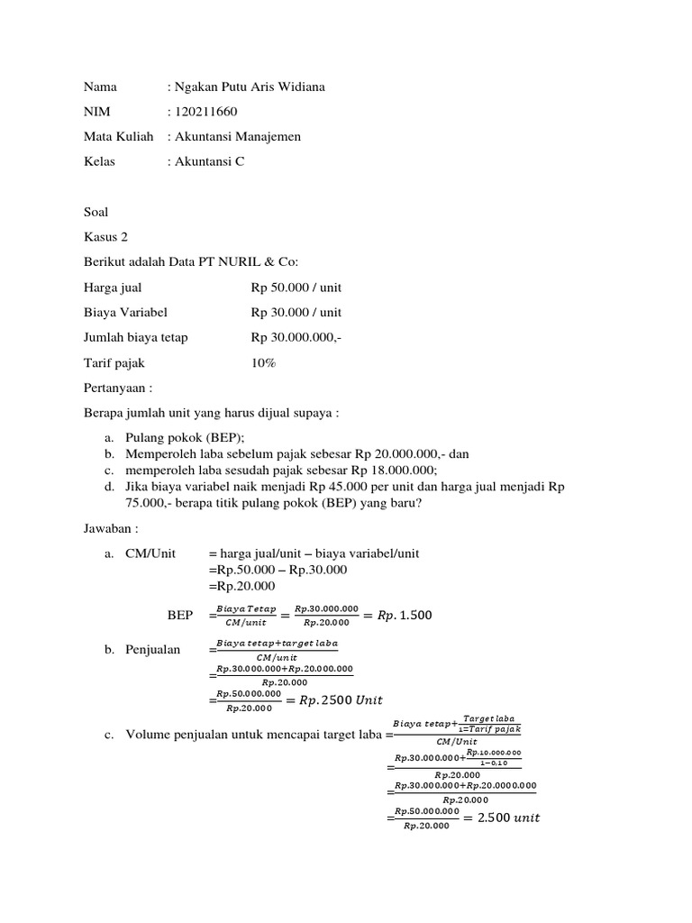 Kuis 5 Akuntansi Manajemen | PDF