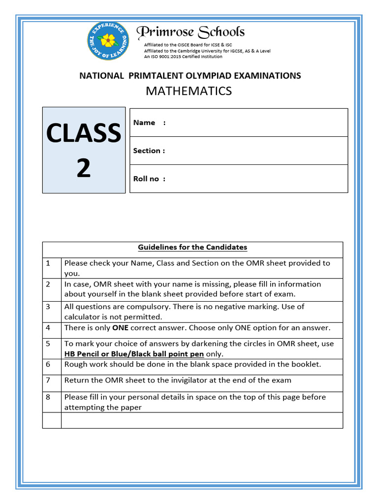 Class 2 Math Final | PDF