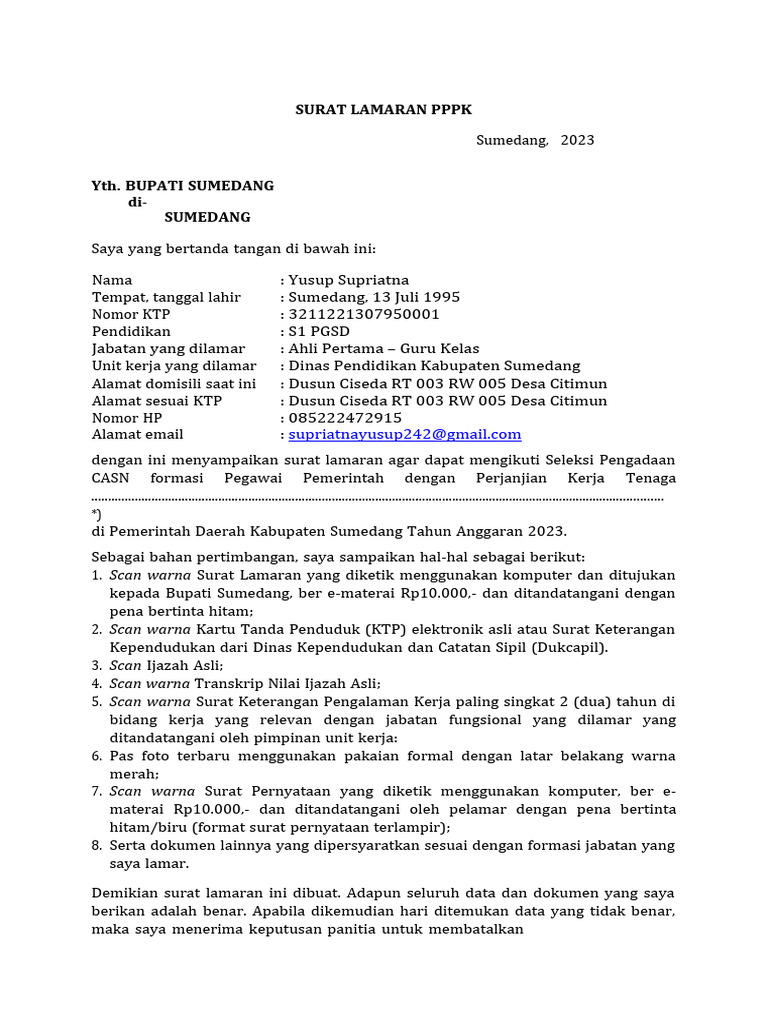 SURAT-SURAT PPPK 2023 | PDF