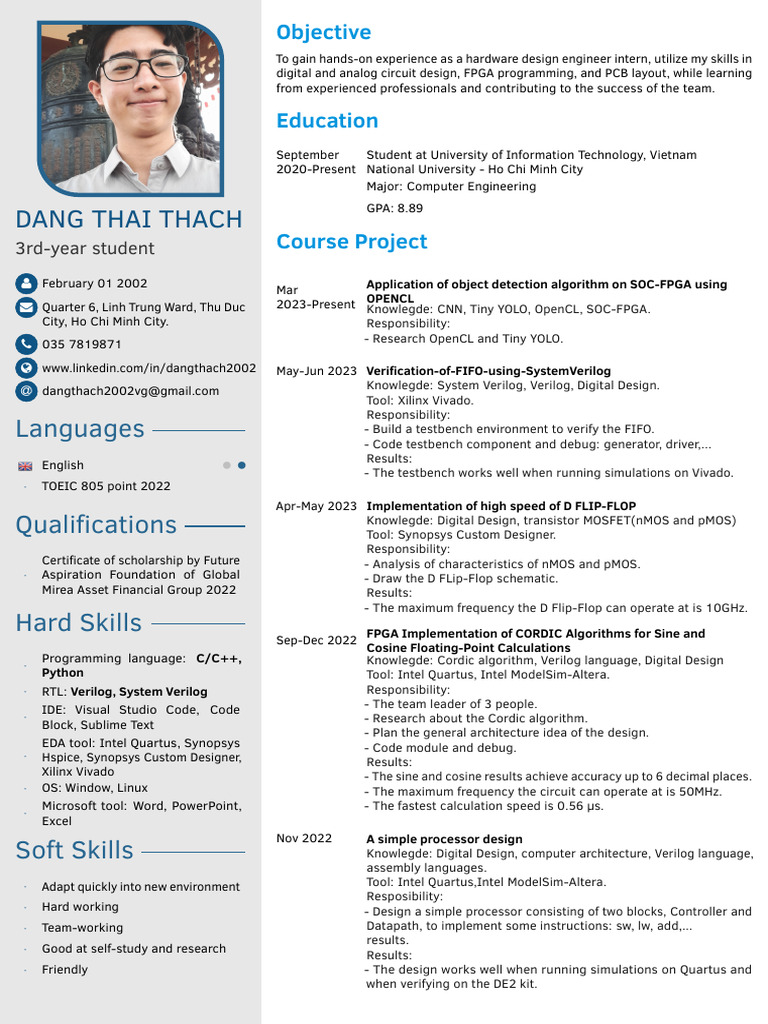 Hardware Design Engineer Intern Resume | PDF | Computers
