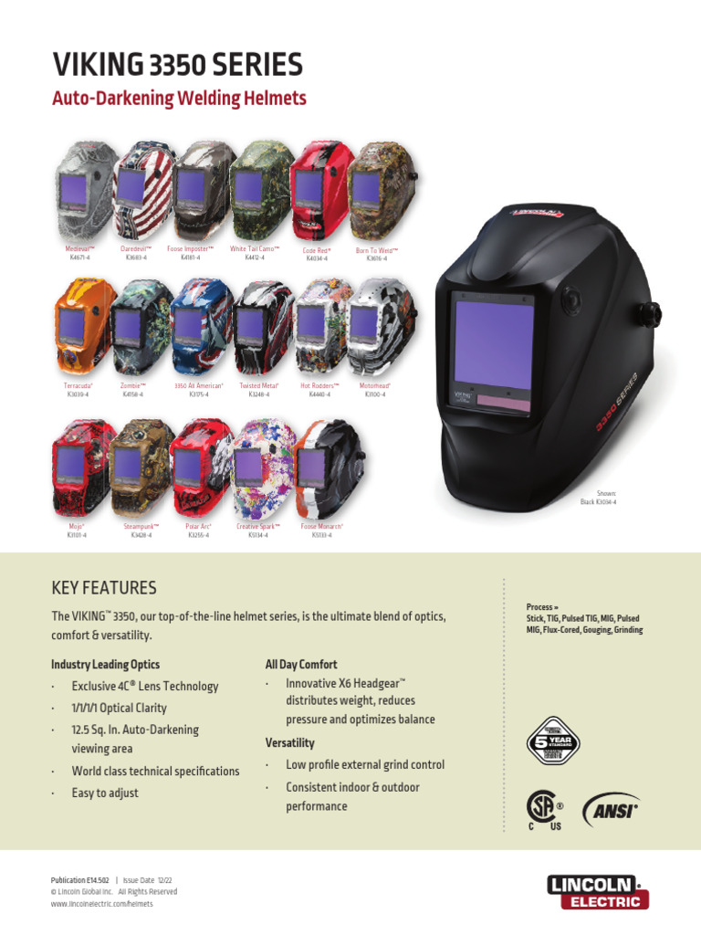 Viking 3350 Series: Auto-Darkening Welding Helmets | PDF | Implied ...