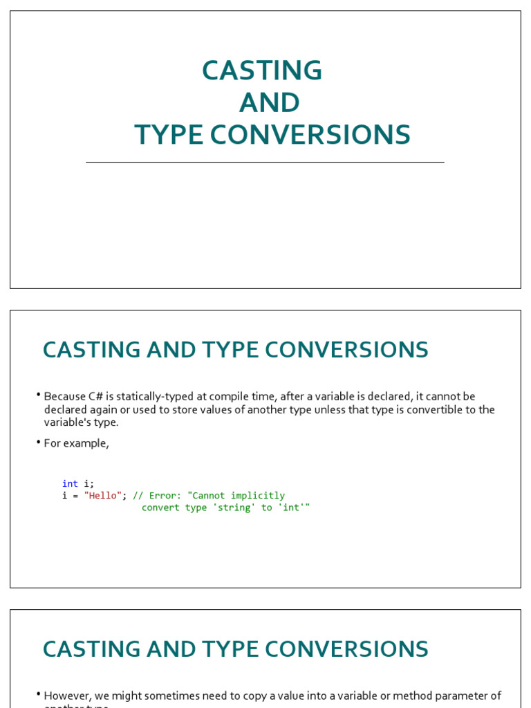 Casting and Type Conversions | PDF | Data Type | Object Oriented ... Casting and Type Conversions | PDF | Data Type | Object Oriented ...