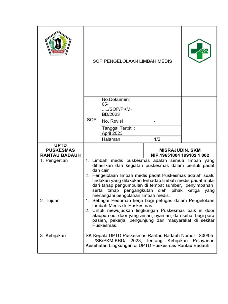 SOP Pengelolaan Limbah Fix | PDF