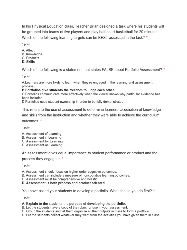 D. Skills: 1 Point | PDF | Educational Assessment | Rubric (Academic)