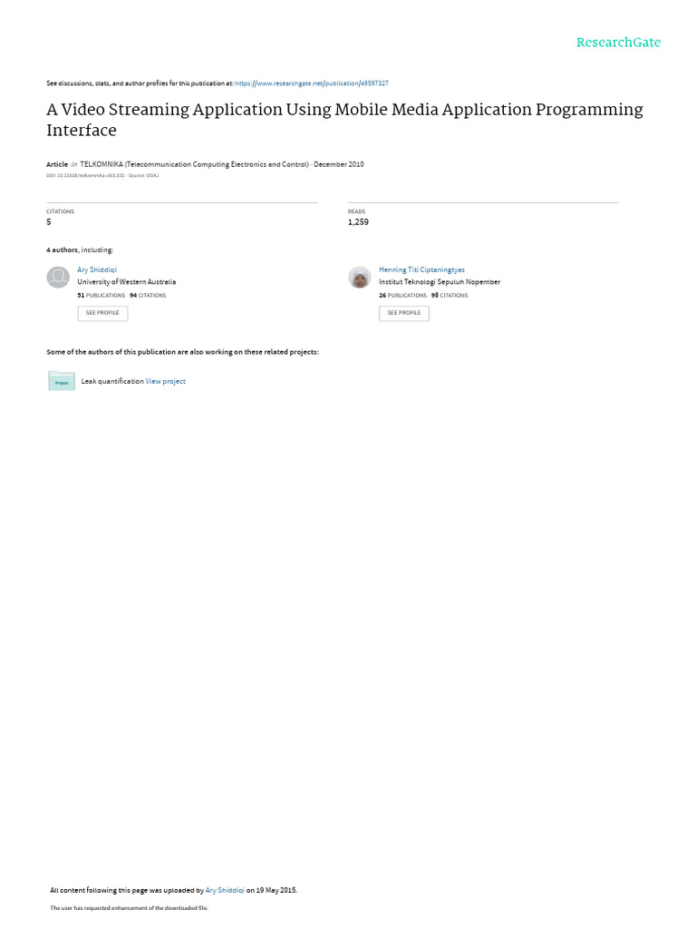 A Video Streaming Application Using Mobile Media A | PDF | Networking ...