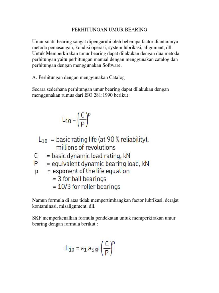 Perhitungan Umur Bearing | PDF