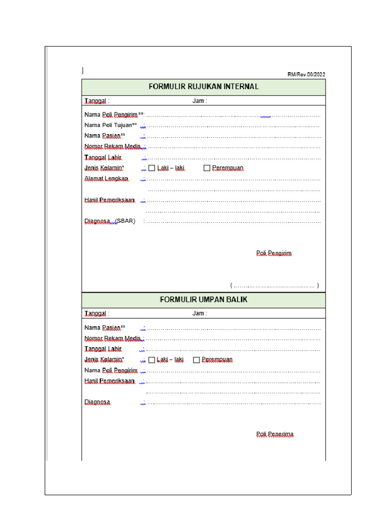 Formulir Rujukan Internal | PDF