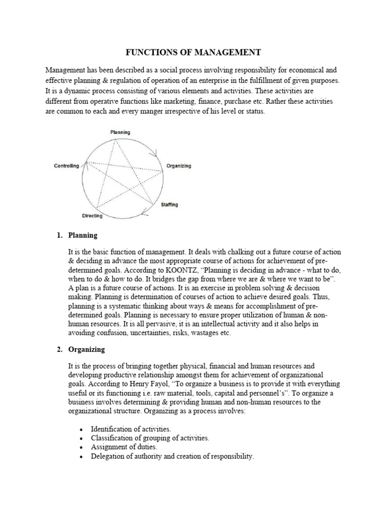 Functions of Management | PDF