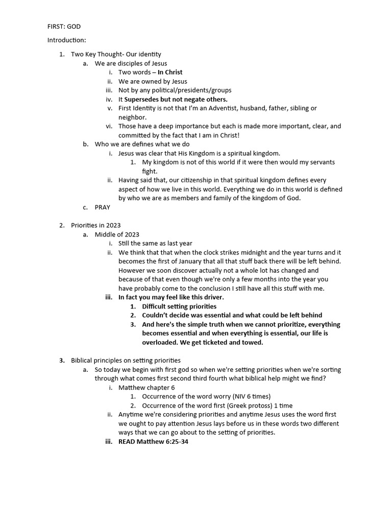 First God Outline | PDF
