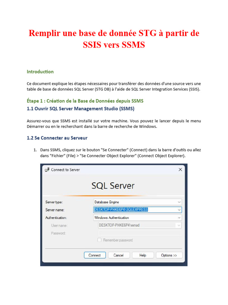 Remplir Une Base de Donnée STG à Partir de SSIS Vers SSMS | PDF | Microsoft SQL Server | Bases ...