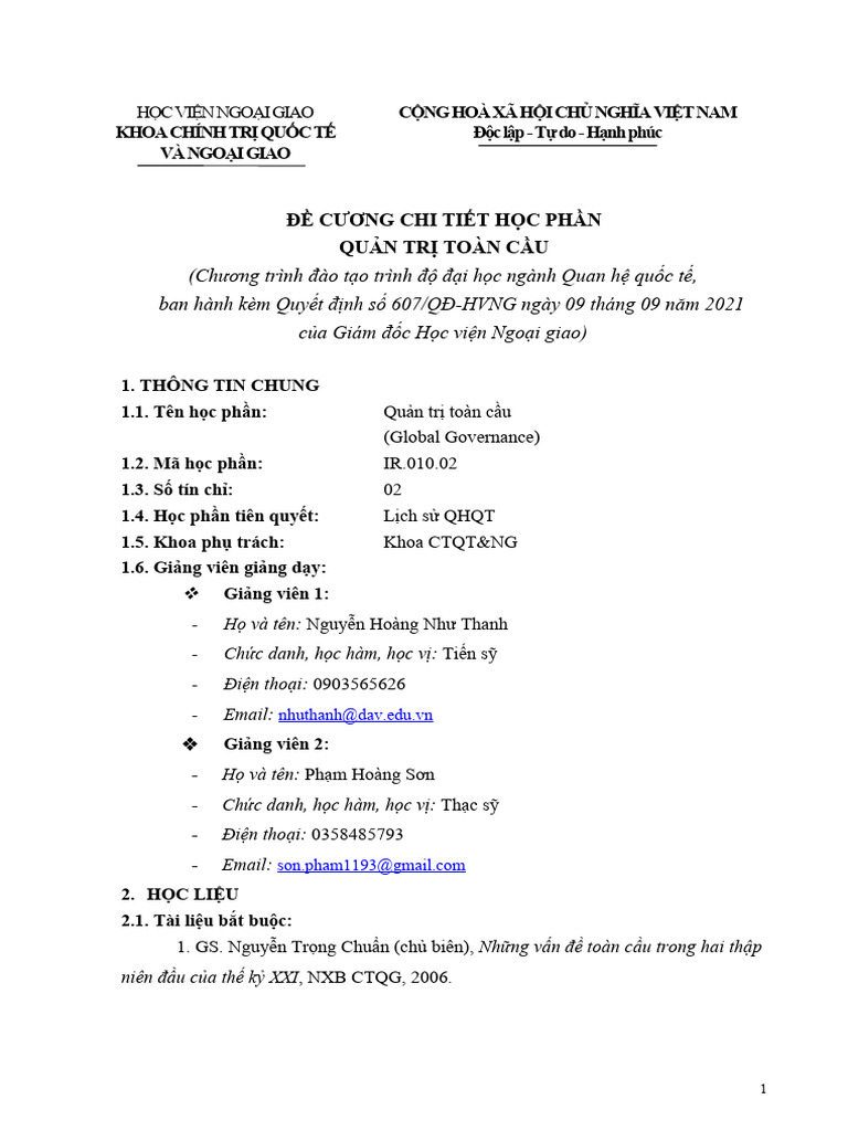 De Cuong Chi Tiet QTTC 2023 | PDF