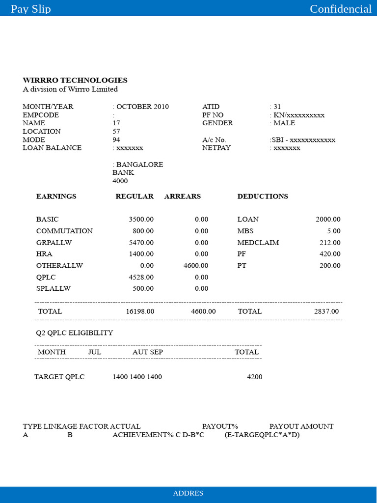 IT Company Salary Slip Format | PDF