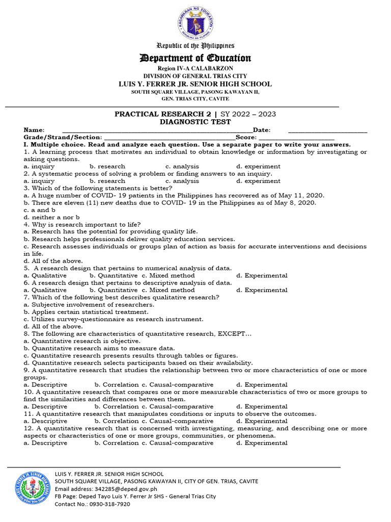 PR2 Diagnostic-Test | PDF