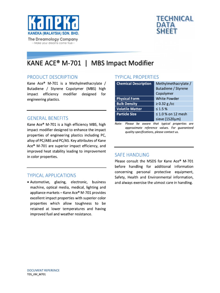 Kane Ace M701 TDS | PDF
