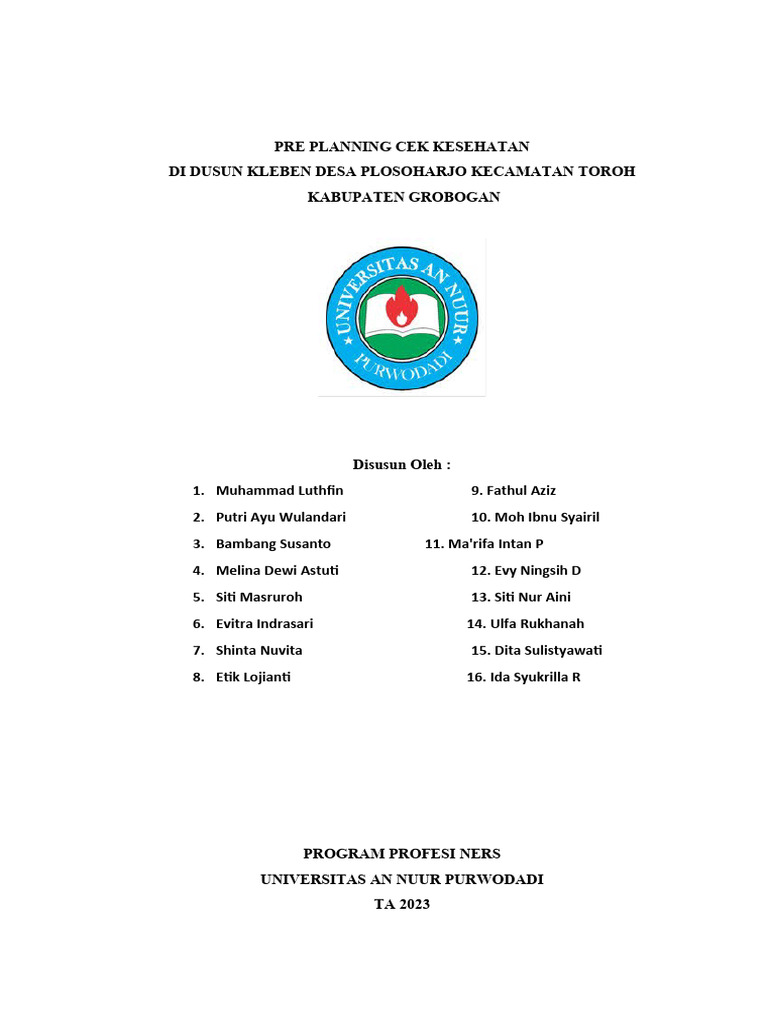 Pre Planning Cek Kesehatan | PDF