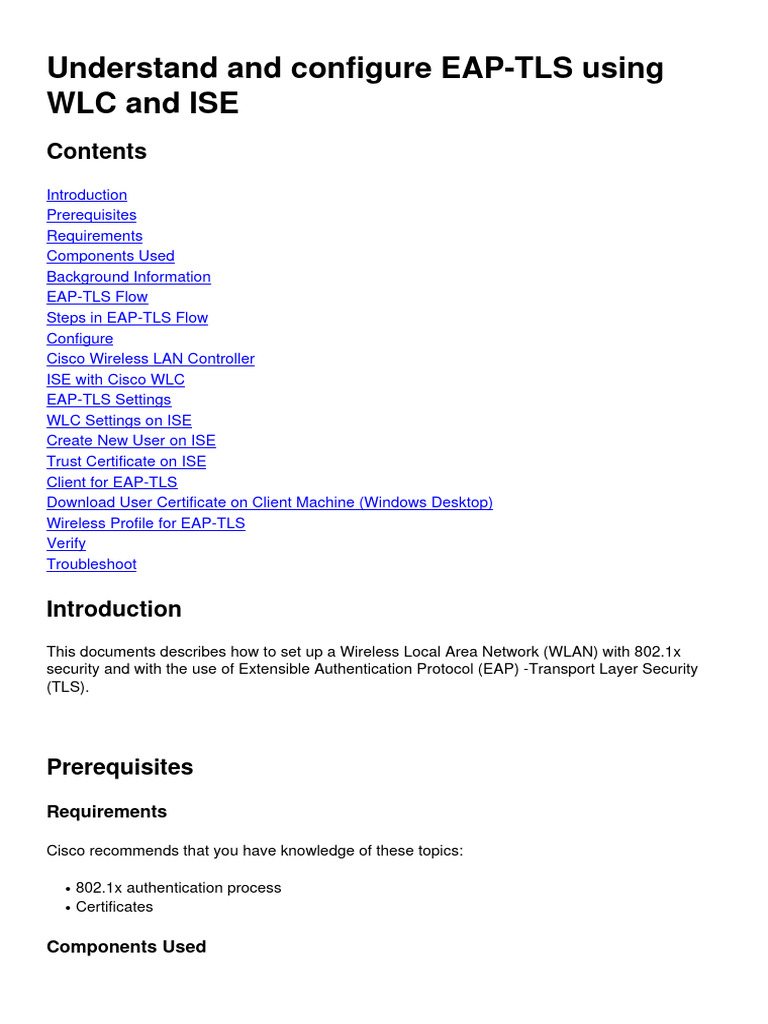 Configure Eap Tls Flow With Ise | PDF | Radius | Public Key Certificate