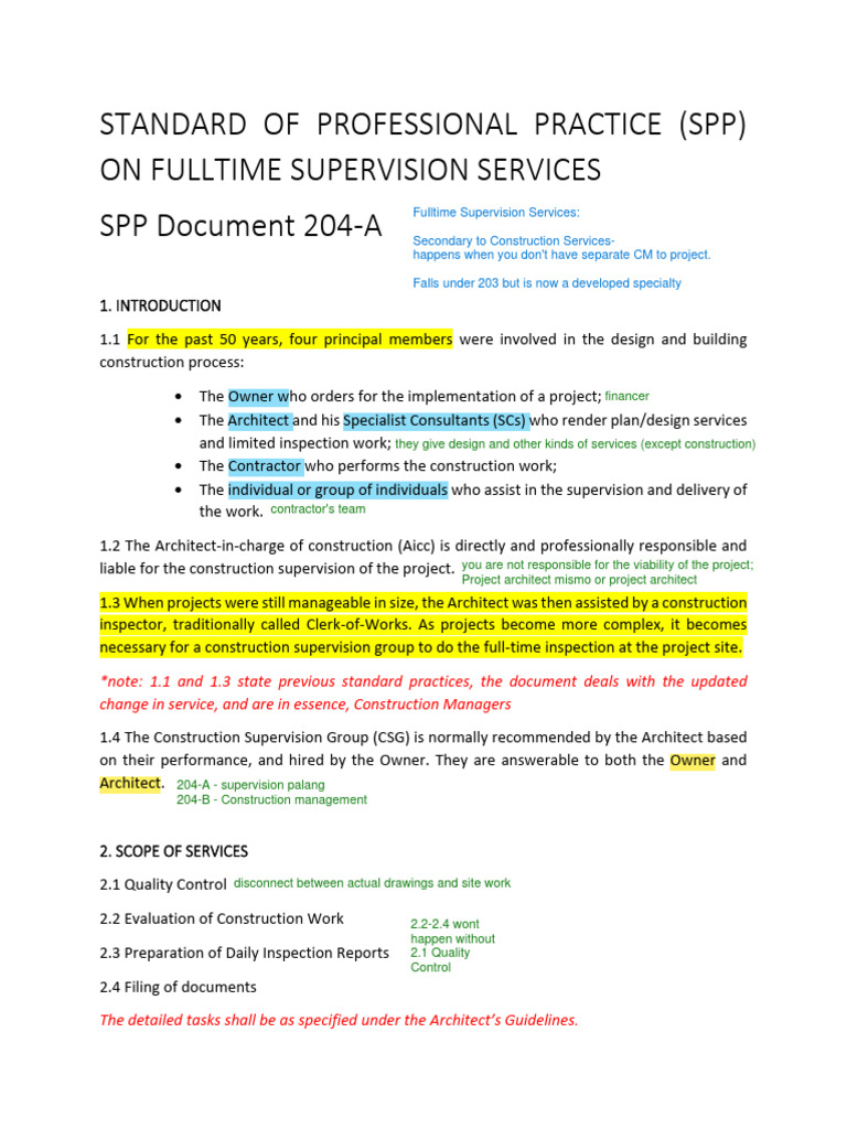 SPP Guidelines for Construction Supervision | PDF | Architect ...