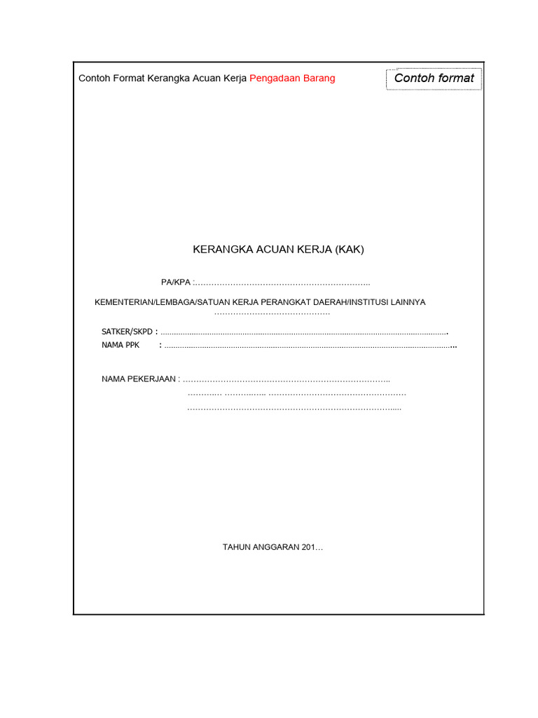 Contoh Format KAK DAN RAB | PDF