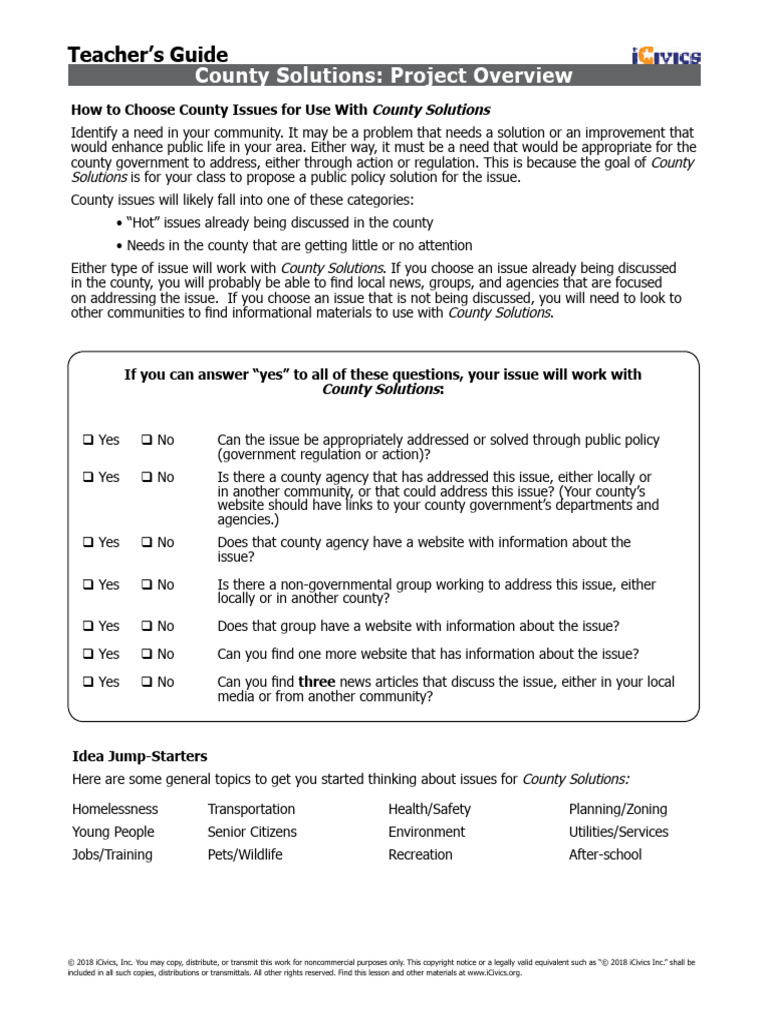 County Solutions - Step 0 - Lesson Plan | PDF | News | Policy