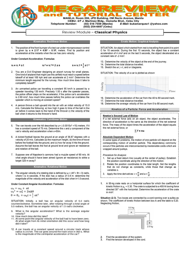 Review Module - Physics (N2023) | PDF | Collision | Force