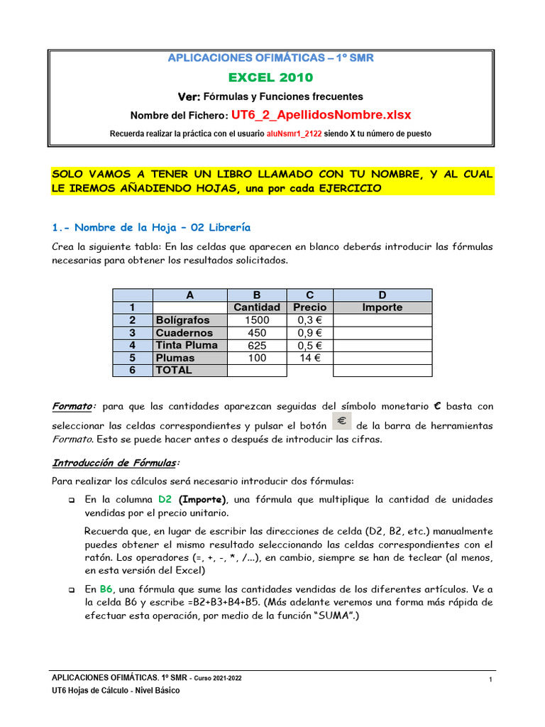 UT6 - 2 - 2 Formulas y Funcs | PDF
