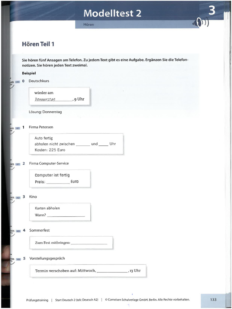 A2 Modelltest 2 - Hören | PDF