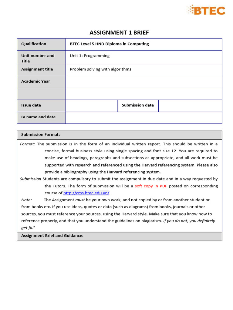 Unit 1 Assignment Brief 1c# | PDF | Algorithms | Computer Program