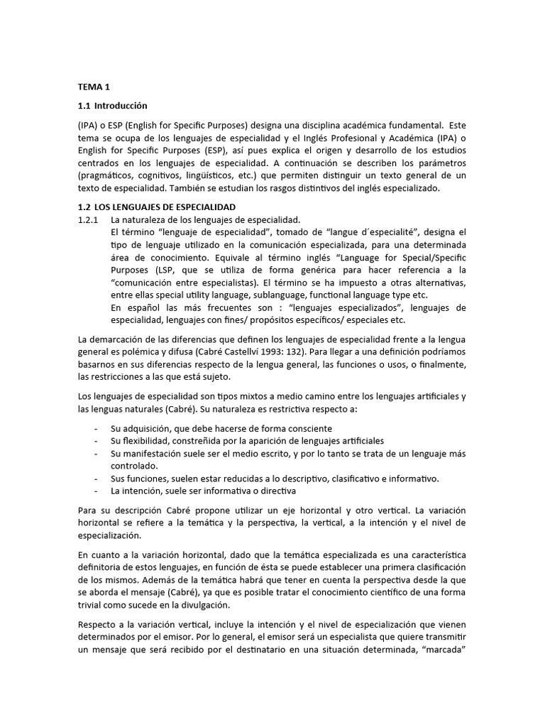 Tema 1 Resumen Traducción | PDF