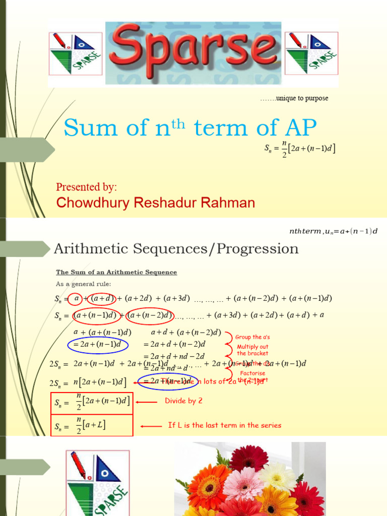 Proof of Sum of NTH Term (AP) | PDF