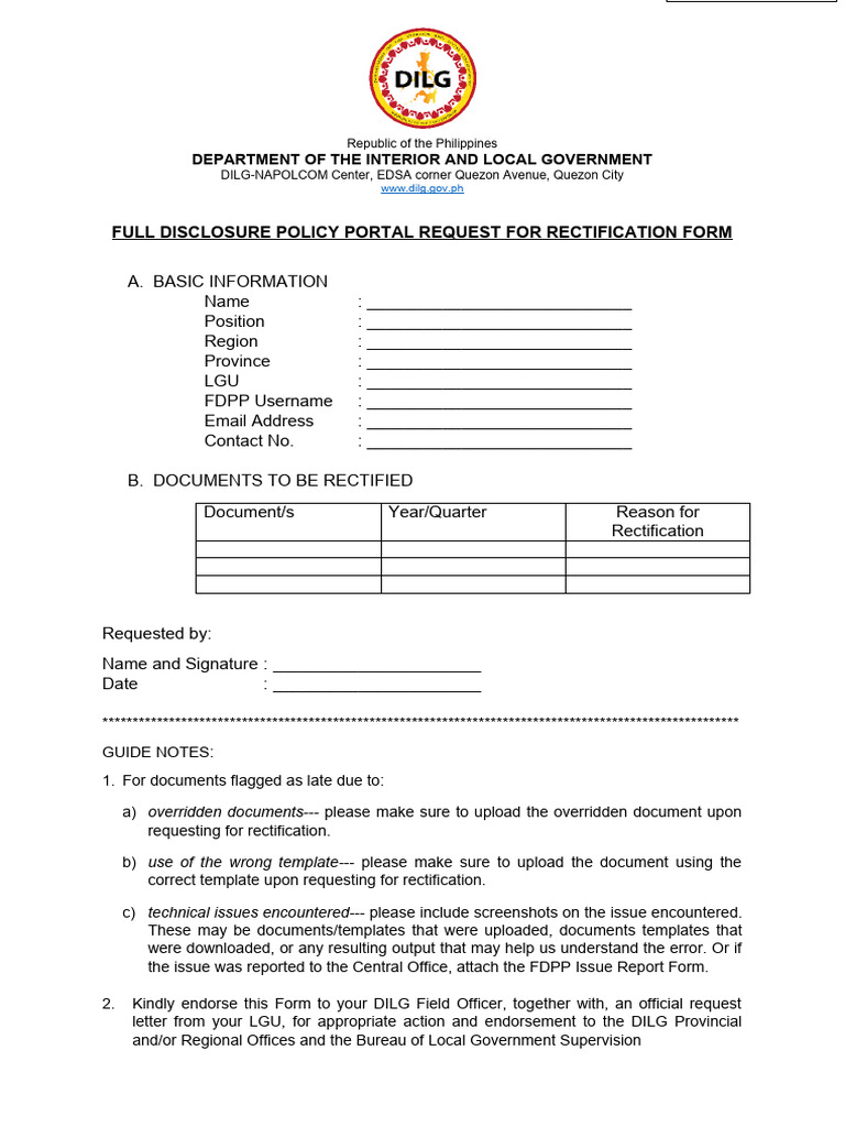 FDPP Request For Rectification Form V2 1 | PDF